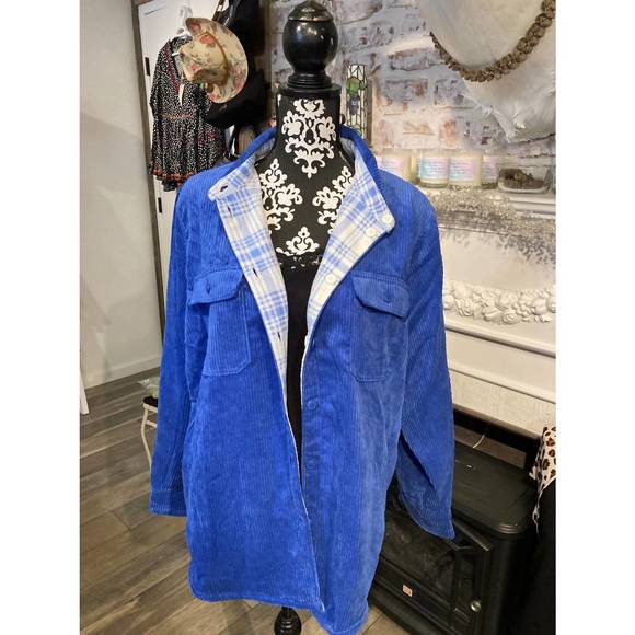 COLOR THEORY | Jackets & Coats | New Color Theory Bluereversible Plaid ...